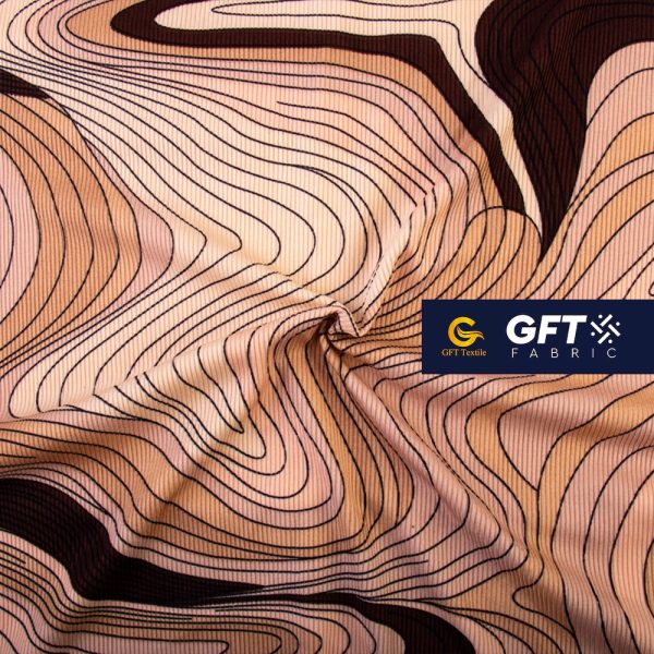 Nylon Knitted 2x1 Linear Flat Abstract Print - Gold Fortune Textile